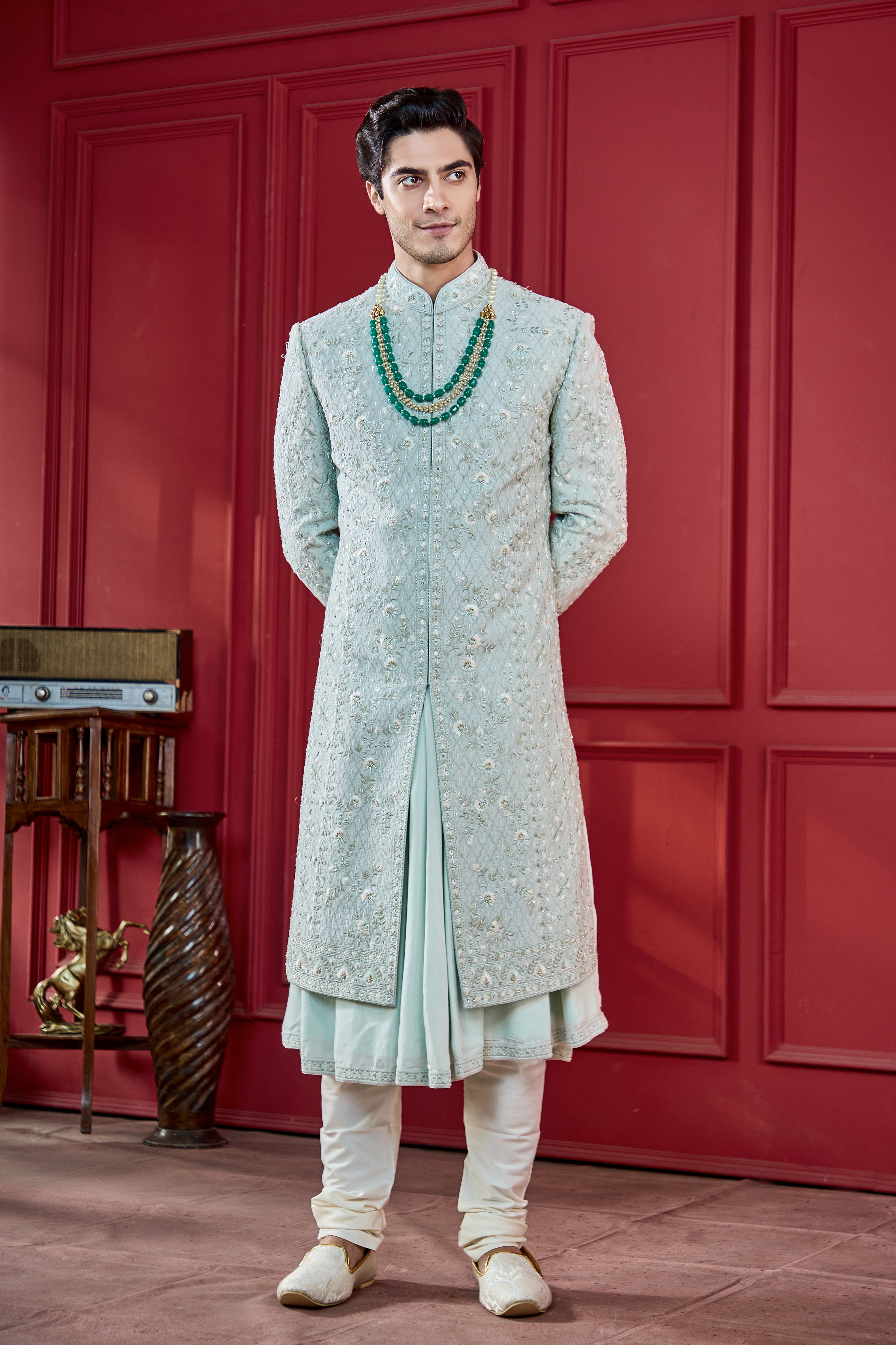 Modern Mint Sherwani Set – Rechannel Fashions